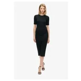 Superdry f&uuml;r Damen. W8011766A Kurz&auml;rmeliges Midi-Strickkleid engro (L), Schwarz, L&auml;ssig, Party, Klassisch, Modal, Kurzarm