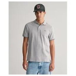 Gant f&uuml;r Herren. 2062034 Piqu&eacute;-Poloshirt mit grauer Paspel (L), L&auml;ssig, Baumwolle, Kurzarm