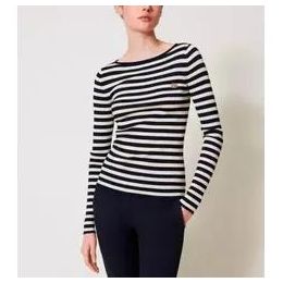 TWINSET f&uuml;r Damen. 251TP3471 Lang&auml;rmeliger schwarz gestreifter Pullover (XL), L&auml;ssig, Viskose