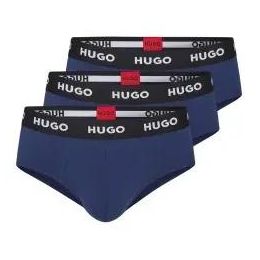 Hugo f&uuml;r Herren. 50469763 3er-Pack elastische Baumwollslips Navy Logo (S), Heimtextilien, Baumwolle, Marine