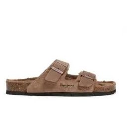 Pepe Jeans f&uuml;r Damen. PLS80010 Braune Wildleder-Sandalen mit doppelter Schnalle (41), Wohnung, Keine, L&auml;ssig