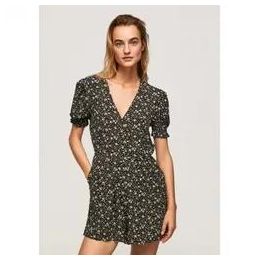 Pepe Jeans f&uuml;r Damen. PL230454 Overall Alida schwarz (XS), L&auml;ssig, Viskose, Blumen, Kurzarm, Nachhaltig