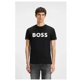 BOSS f&uuml;r Herren. 50481923 Schwarzes Strick-T-Shirt (M), L&auml;ssig, Baumwolle, Kurzarm