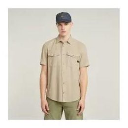 G-Star Raw G-Star f&uuml;r Herren. D19751-D454-D848 Marine Slim Hemd beige (S), L&auml;ssig, Kurzarm, Bio-Baumwolle, Nachhaltig