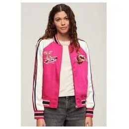 Superdry f&uuml;r Damen. W5011666A Suikajan bestickte Bomberjacke rosa (S), L&auml;ssig, Polyester, Langarm