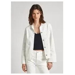Pepe Jeans f&uuml;r Damen. PL402383 Jeansjacke Anny Anglaise wei&szlig; (M), L&auml;ssig, Baumwolle, Denim, Langarm