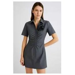 Marella f&uuml;r Damen. 2523226054200 Kurzes Kleid mit Blumenbrosche Cappa grau (44), L&auml;ssig, Polyester, Kurzarm