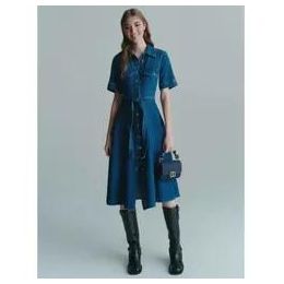 Marella f&uuml;r Damen. 2523226024200 Fagotto Hemdblusenkleid aus Denim (44), Blau, L&auml;ssig, Baumwolle, Kurzarm