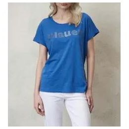 Blauer f&uuml;r Damen. 24SBLDH02336 Blaues Glitzer-T-Shirt (L), L&auml;ssig, Baumwolle, Kurzarm