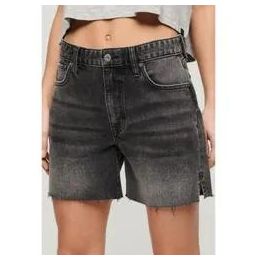 Superdry f&uuml;r Damen. W7110398A Schwarze verk&uuml;rzte Shorts mit mittlerer Leibh&ouml;he (32), L&auml;ssig, Baumwolle, Denim
