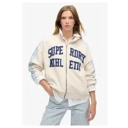 Superdry f&uuml;r Damen. W2012163A Athletic Applq Lose Zip Track Sweatshirt beige (XS), L&auml;ssig, Baumwolle