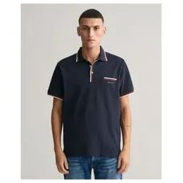 Gant f&uuml;r Herren. 2013042 Piqu&eacute;-Poloshirt mit zweifarbigen Paspeln in Navy (M), L&auml;ssig, Baumwolle, Kurzarm, Marine