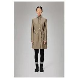 RAINS f&uuml;r Damen. 18130 Curve Lange Jacke beige (S), L&auml;ssig, Polyester