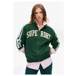 Superdry f&uuml;r Damen. W2012163A Sweatshirt Athletic Applq Lose Zip Track gr&uuml;n (S), L&auml;ssig, Baumwolle
