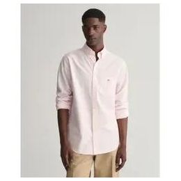 Gant f&uuml;r Herren. 3000120 Vichy rosa Karo-Popeline Hemd Regular Fit (M), L&auml;ssig, Baumwolle, Langarm