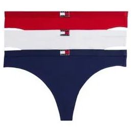 Tommy Hilfiger f&uuml;r Damen. UW0UW06139 3er-Set Heritage rot, wei&szlig;, marineblau Tangas (M), Heimtextilien, Mehrfarbig, Baumwolle