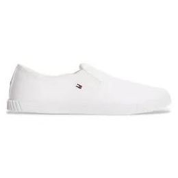 Tommy Hilfiger f&uuml;r Damen. FW0FW08640 Wei&szlig;e Slip-on-Turnschuhe aus Segeltuch (39), Stoff, Wohnung, Keine, L&auml;ssig