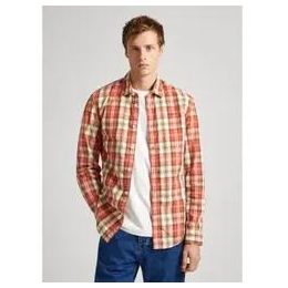 Pepe Jeans f&uuml;r Herren. PM308283 Peterson orangefarbenes Hemd (S), L&auml;ssig, Baumwolle, Langarm