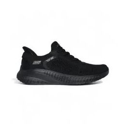 Skechers f&uuml;r Damen. 117497 Bobs Squad Chaos Strom Mu schwarz (37), Stoff, Wohnung, 1 bis 3 cm, Schn&uuml;rsenkel, L&auml;ssig, Sportlich, Multisport