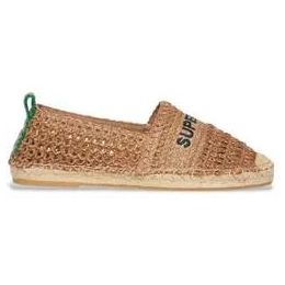 Superdry f&uuml;r Damen. WF110303A Braune Espadrilles aus besticktem Bast (40), Stoff, Wohnung, Keine, L&auml;ssig