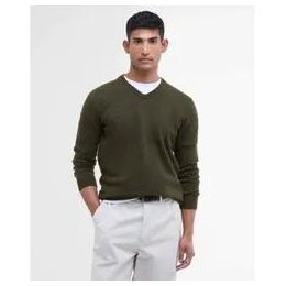 Barbour f&uuml;r Herren. MKN0341 Essential V Pullover gr&uuml;n (L), L&auml;ssig, Wolle
