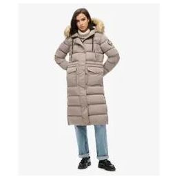 Superdry f&uuml;r Damen. W5011788A Everest Foux beige Mantel (XL), L&auml;ssig, Recyceltes Polyester, Nachhaltig