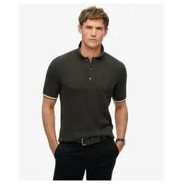 Superdry f&uuml;r Herren. M1110441A Poloshirt Textur schwarz (S), L&auml;ssig, Baumwolle, Kurzarm