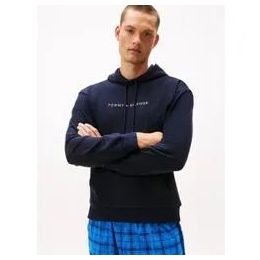 Tommy Hilfiger f&uuml;r Herren. UM0UM03665 Originelles Kapuzensweatshirt mit marineblauem Logo (L), Heimtextilien, Baumwolle
