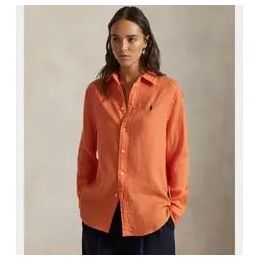 Polo Ralph Lauren f&uuml;r Damen. 211970730500 Leinenhemd Classic Fit orange (XS), L&auml;ssig, Langarm