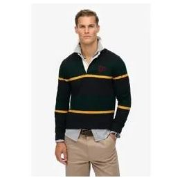 Superdry f&uuml;r Herren. M6010909A Gr&uuml;nes Vintage-Rugby-Poloshirt (L), L&auml;ssig, Baumwolle, Langarm