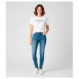 TWINSET f&uuml;r Damen. 252TP2050 Wei&szlig;es Logo-T-Shirt (M), L&auml;ssig, Baumwolle, Kurzarm