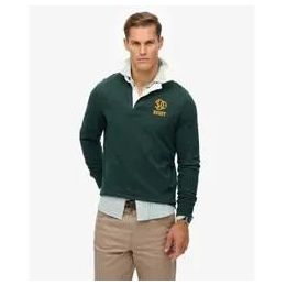 Superdry f&uuml;r Herren. M6010916A Vintage Athletic Rugby gr&uuml;nes Poloshirt (XL), L&auml;ssig, Baumwolle, Langarm