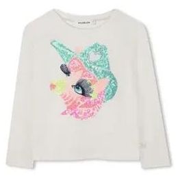 Billieblush f&uuml;r M&auml;dchen. U21610 Off-white Einhorn-T-Shirt (4A&ntilde;os= 102cm), Wei&szlig;, L&auml;ssig, Baumwolle, Langarm, Kinderbekleidung