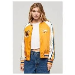 Superdry f&uuml;r Damen. W5011666A Suikajan bestickte Bomberjacke gelb (S), L&auml;ssig, Polyester, Langarm