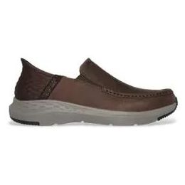 Skechers f&uuml;r Herren. 204866 Slip-ins Relaxed Fit Parson Oswin Braun Leder Slip-on Relaxed Fit Slippers (42), Wohnung, Keine, L&auml;ssig