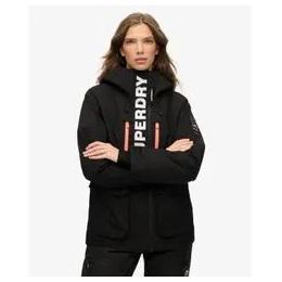 Superdry f&uuml;r Damen. WS110181A Ultimate Freestyle Ski Jacke schwarz (L), L&auml;ssig, Sportlich, Polyester, Schnee