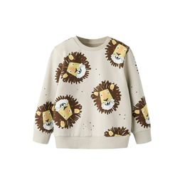 name it Sweatshirt 'NMMSAKU' Jungen Gr&ouml;&szlig;e 110 braun / gelb / grau / wei&szlig;