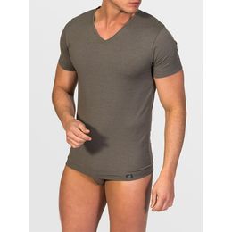 Zd Zero Defects Unterhemd 'V-Neck T-shirt Soya Yarn' Herren Gr&ouml;&szlig;e L/XL dunkelgr&uuml;n