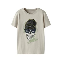 name it T-Shirt 'NKMTed' Jungen Gr&ouml;&szlig;e 158/164 greige / hellgr&uuml;n / schwarz / wei&szlig;
