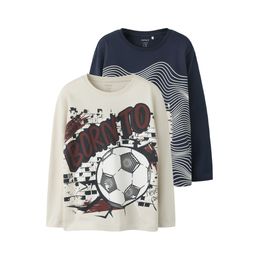 name it Shirt 'NKMValiant' Jungen Gr&ouml;&szlig;e 122/128 navy / braun / hellgrau / wei&szlig;