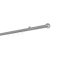 ONDECO Gardinenstange auf Ma&szlig; Innenlauf 20mm Ball 1-lauf Deckentr&auml;ger 1,5cm mit Gleiter Farbe: Edelstahl-Optik, Gr&ouml;&szlig;e: 350cm