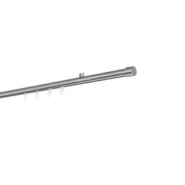 ONDECO Gardinenstange auf Ma&szlig; Innenlauf 20mm Cap 1-lauf Deckentr&auml;ger 1,5cm mit Gleiter Farbe: Edelstahl-Optik, Gr&ouml;&szlig;e: 360cm