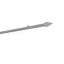 ONDECO Gardinenstange auf Ma&szlig; Innenlauf 20mm Kegel 1-lauf Deckentr&auml;ger 1,5cm mit Gleiter Farbe: Edelstahl-Optik, Gr&ouml;&szlig;e: 100cm
