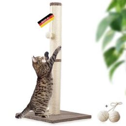 Rohrschneider &reg; Kratzbaum L, mit Katzenspielzeug, Bodenplatte mit Cordbezug