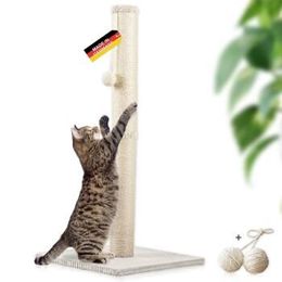Rohrschneider &reg; Kratzbaum L, mit Katzenspielzeug, Bodenplatte mit Cordbezug