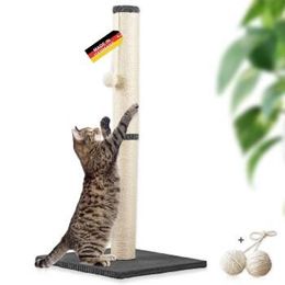 Rohrschneider &reg; Kratzbaum L, mit Katzenspielzeug, Bodenplatte mit Cordbezug