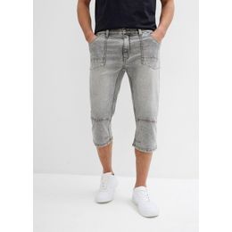 bonprix Regular Fit 3/4-Stretch-Jeans Straight, grau, mit Baumwolle