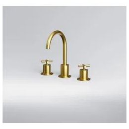 Steinberg 250 2000 3-Loch Waschtisch-Armatur; Ausladung 155 mm ohne Anschlusschl&auml;uche Brushed Gold mit Nano