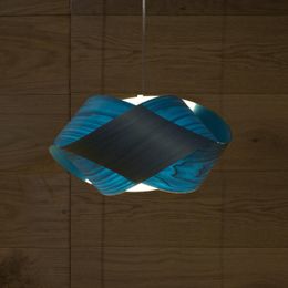 LZF Lamps LZF Pendellampe Nut, blau/nickelfarben, Länge 42 cm, Holz