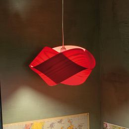 LZF Lamps LZF Pendellampe Nut, rot/nickelfarben, Länge 42 cm, Holz